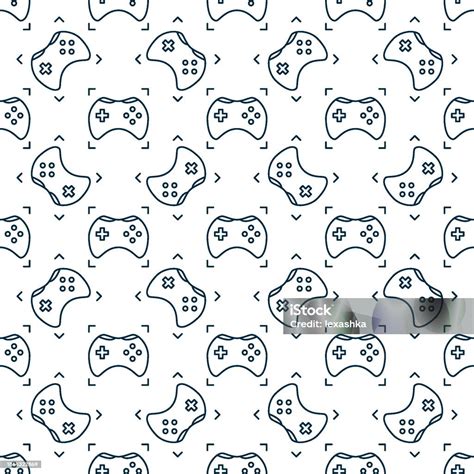 Console Videogame Controller Vector Wireless Joypad Linear Seamless Pattern Stock Illustration