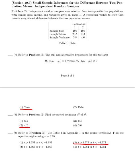 Solved Section 103 Small Sample Inferences For The