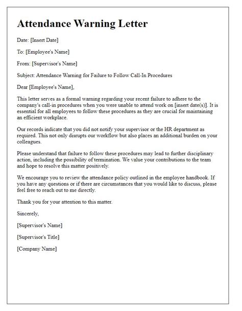 Letter Template For Employee Attendance Warning Free Samples In Pdf