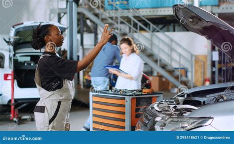 Car Engineer Using Augmented Reality Stock Image Image Of Servicing