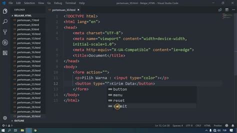 Tutorial Html Lengkap Part 30 Menampilkan Warna Dengan Input Type Color Youtube