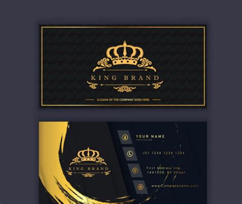 명함 서식 파일 로얄 크라운 우아한 어두운 장식 Eps Ai Uidownload