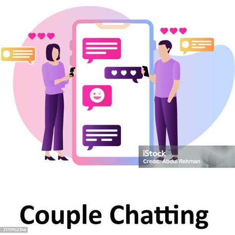 커플 채팅 쉽게 수정하거나 쉽게 수정할 수있는 벡터 일러스트레이션 또는 쉽게 수정하거나 편집 할 수있는 일러스트 레이 션 공유 개념에 대한 스톡 벡터 아트 및 기타 이미지