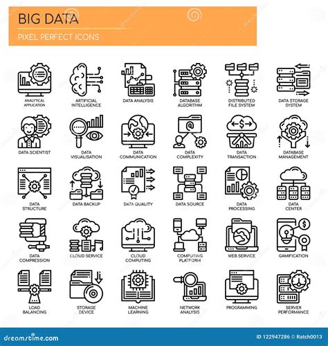Big Data Pixel Perfect Icons Stock Vector Illustration Of Device Balancing