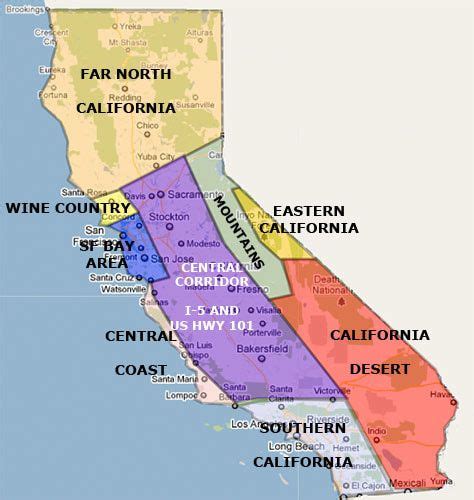 Map Of California California Regions Map Find Places To Go In California By Where They