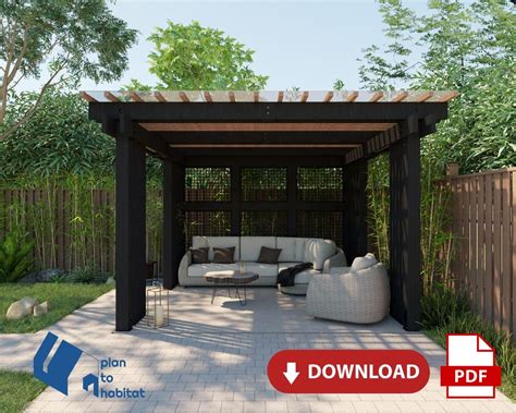 Pergola Plans 12x12 Backyard Diy Wood Pergola Garden Blueprint Pdf