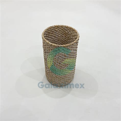 Whitewash Round Rattan Utensil Holder With Different Size Galaximex