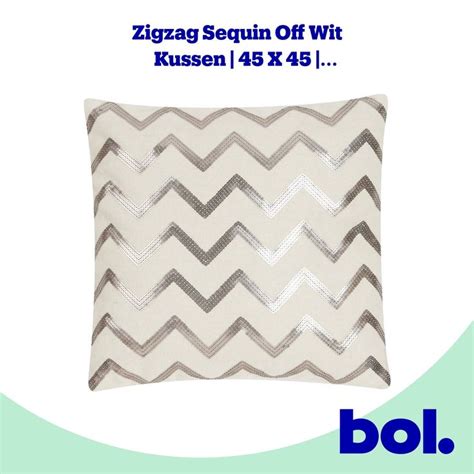 Zigzag Sequin Off Wit Kussen 45 X 45 Sierkussen Voor Woonkamer Of