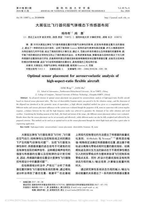 Pdf Optimal Sensor Placement For Aeroservoelastic Analysis Of High