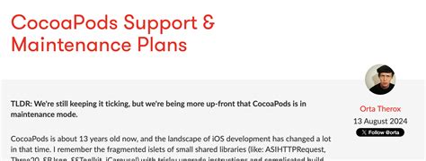 cocoapods enters maintain mode marv[in]sight
