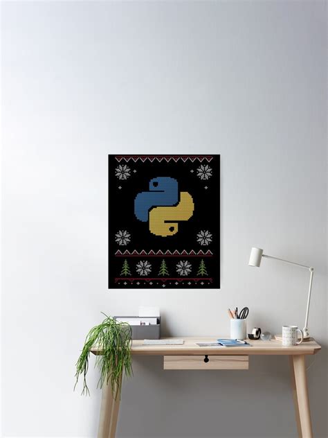 python programmer ugly sweater christmas poster for sale by vladocar