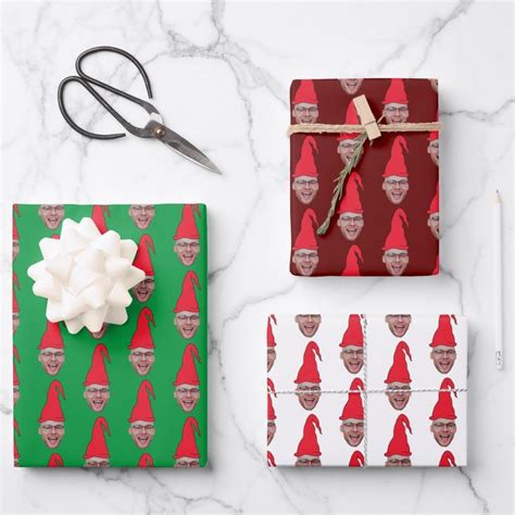 Custom Face Photo Elf Face Repeating Pattern Wrapping Paper Sheets