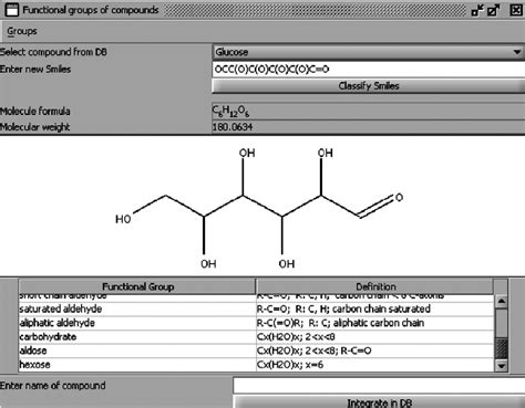 screenshot of the smiles string based classification tool using the