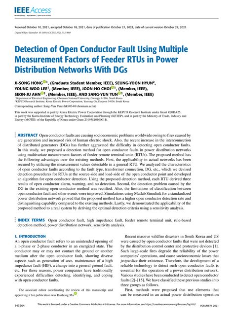 PDF Detection Of Open Conductor Fault Using Multiple Measurement Factors Of Feeder RTUs In