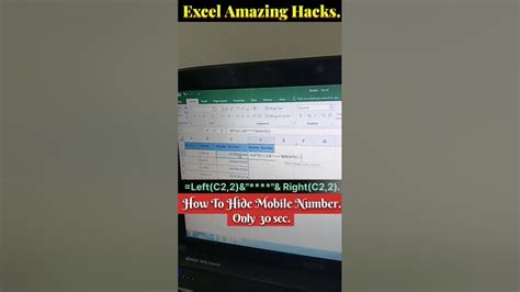 How To Ms Excel Hide Mobile Numberviral Shorts Short Shortvideo Excel Tips Youtube