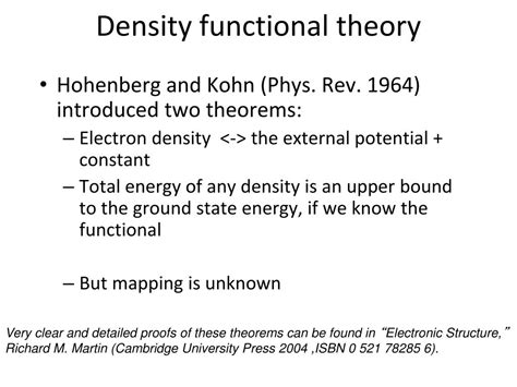 Ppt First Principles Electronic Structure Density Functional Theory Powerpoint Presentation