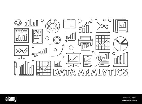 Data Analytics Vector Linear Concept Illustration On White Background Stock Vector Image And Art