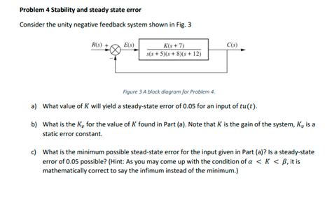 Solved Problem Stability And Steady State Error Consider Chegg