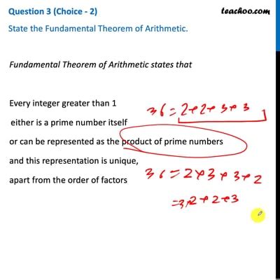 State The Fundamental Theorem Of Arithmetic With Video Teachoo