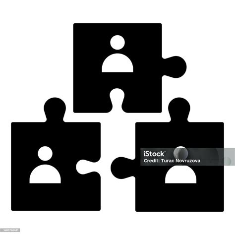 직원들의 퍼즐 단단한 아이콘 코워킹 개념 하얀 배경에 퍼즐 기호의 평화로 인적 자원 프로필 작업자 아이콘 글리프 스타일이 있는
