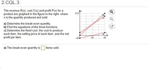 Solved The Revenue Rx Cost Cx And Profit Px For A Product Are