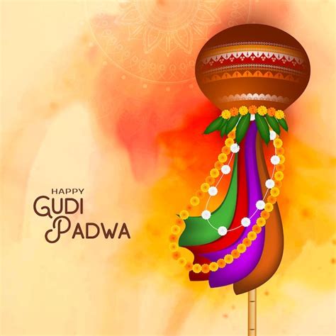 구디 파드와 인도 마라티 축제 축제 배경 프리미엄 벡터