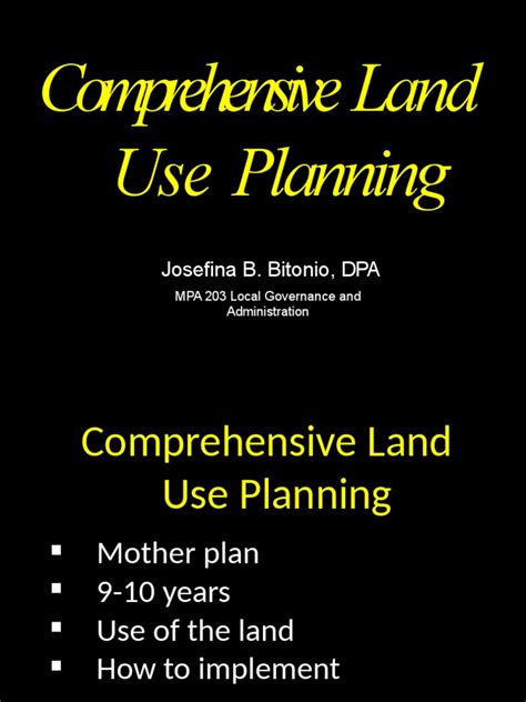 Comprehensive Land Use Planning Josefina B Bitonio Dpa Pdf