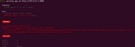 Testing POST Request Test Fails