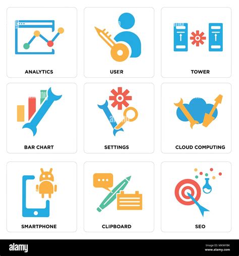 Set Of 9 Simple Editable Icons Such As Seo Clipboard Smartphone Cloud Computing Settings