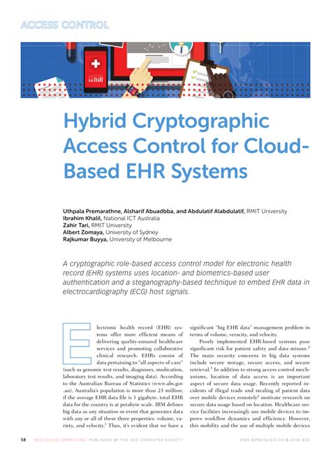 Pdf Hybrid Cryptographic Access Control For Cloud Based Ehr Systems