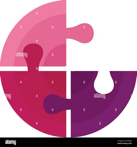 Round Circle Puzzle Icon Flat Illustration Of Round Circle Puzzle
