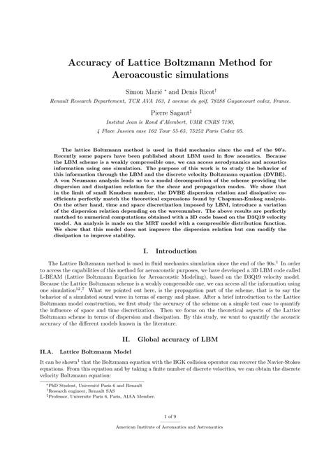 Pdf Accuracy Of Lattice Boltzmann Method For Aeroacoustic Simulations