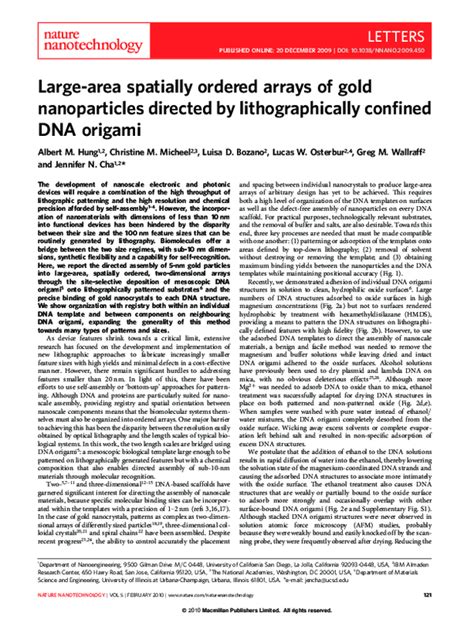 Pdf Large Area Spatially Ordered Arrays Of Gold Nanoparticles