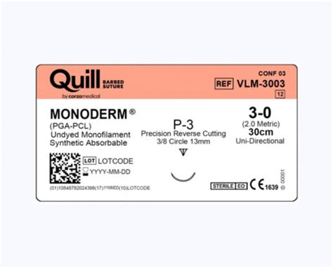 Quill Suture Vlm 3003 3 0 Quill Monoderm Barbed Undyed Esutures