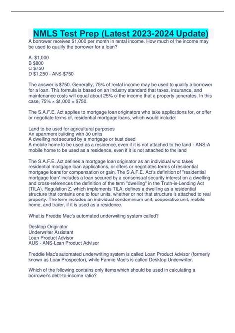 NMLS Flashcards Latest Update A NMLS Test Prep Latest Update Solved Questions And