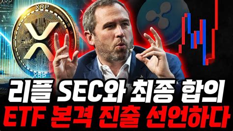 리플 코인 Sec 최종 합의 본격적으로 Etf 진출 선언했습니다 Youtube