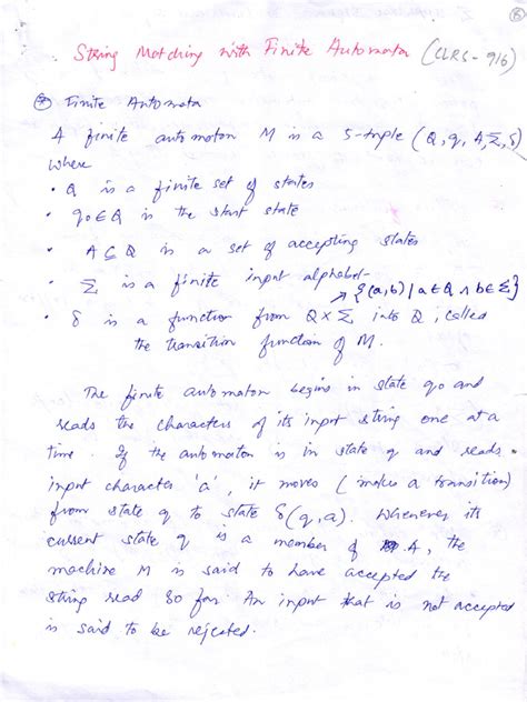 String Matching With Finite Automata Pdf