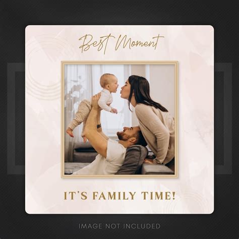 소셜 미디어 게시물 및 가족 사진 프레임 디자인 프리미엄 벡터