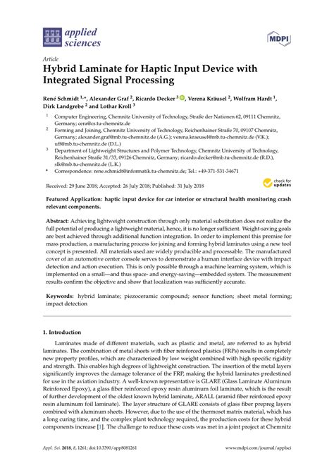 Pdf Hybrid Laminate For Haptic Input Device With Integrated Signal