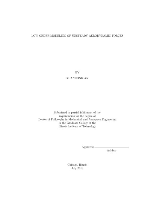 Pdf Low Order Modeling Of Unsteady Aerodynamic Forces