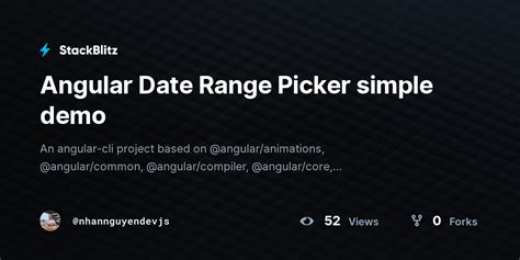 Angular Date Range Picker Simple Demo Stackblitz