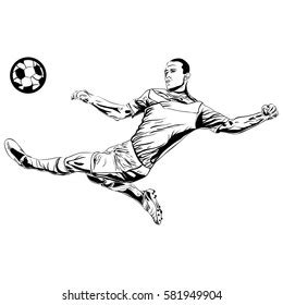 Soccer Player Kicking Ball Sketch