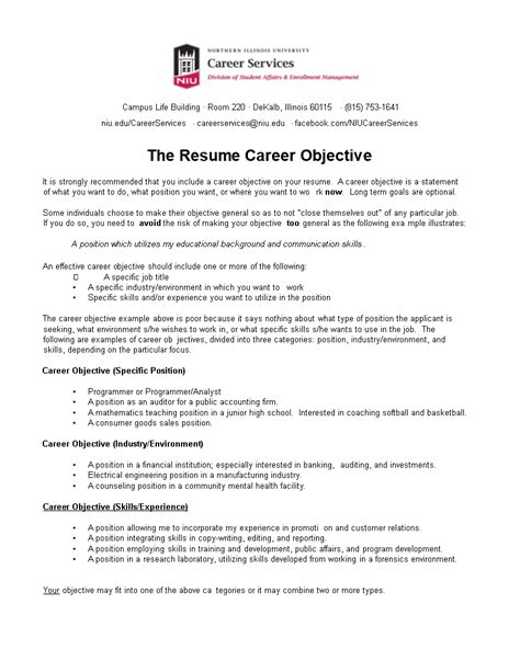 Resume Career Objective Example
