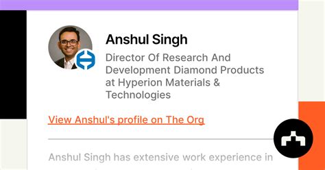Anshul Singh Director Of Research And Development Diamond Products At