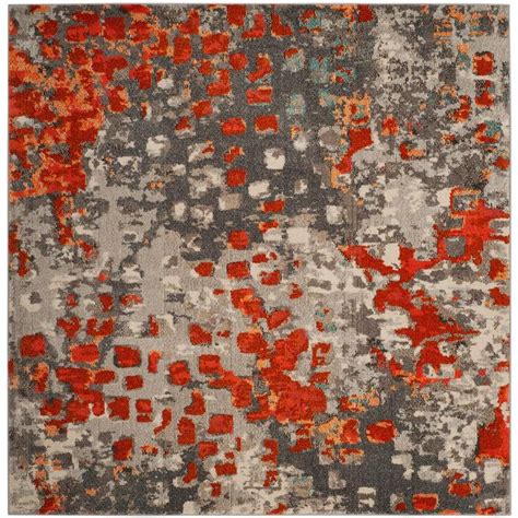 Safavieh Monaco Gray Orange 9 Ft X 12 Ft Geometric Area Rug Mnc225h 9