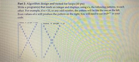 Solved Part Algorithm Design And Nested For Loops Chegg