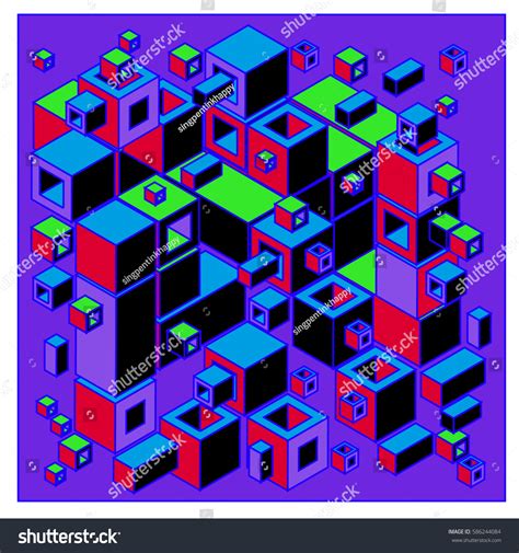 Vector Colorful Isometric Cubes Pattern Abstract Stock Vector Royalty