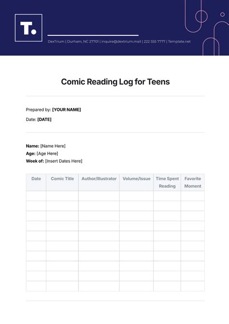 Free Reading Log Template To Edit Online