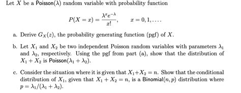 solved let x be a poisson x random variable with
