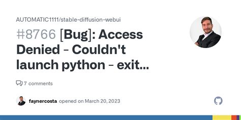Bug Access Denied Couldn T Launch Python Exit Code Issue